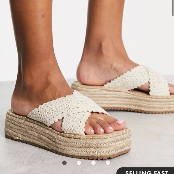 ASOS | Shoes | Platform Crochet Mules In Natural | Poshmark